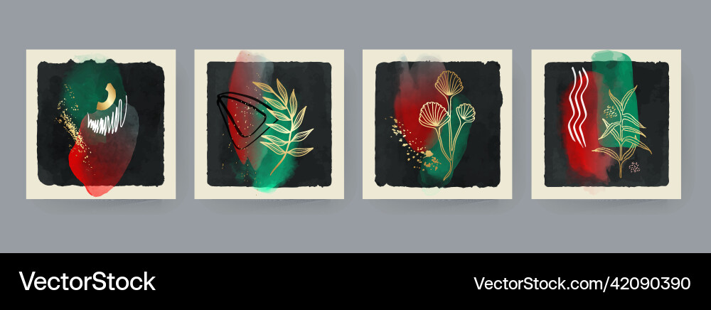 Set of abstract hand painted Royalty Free Vector Image