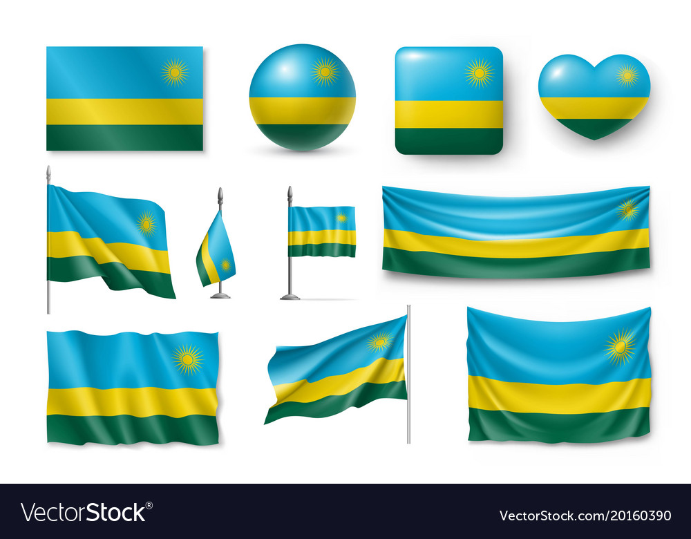 Set rwanda flags banners symbols Royalty Free Vector Image
