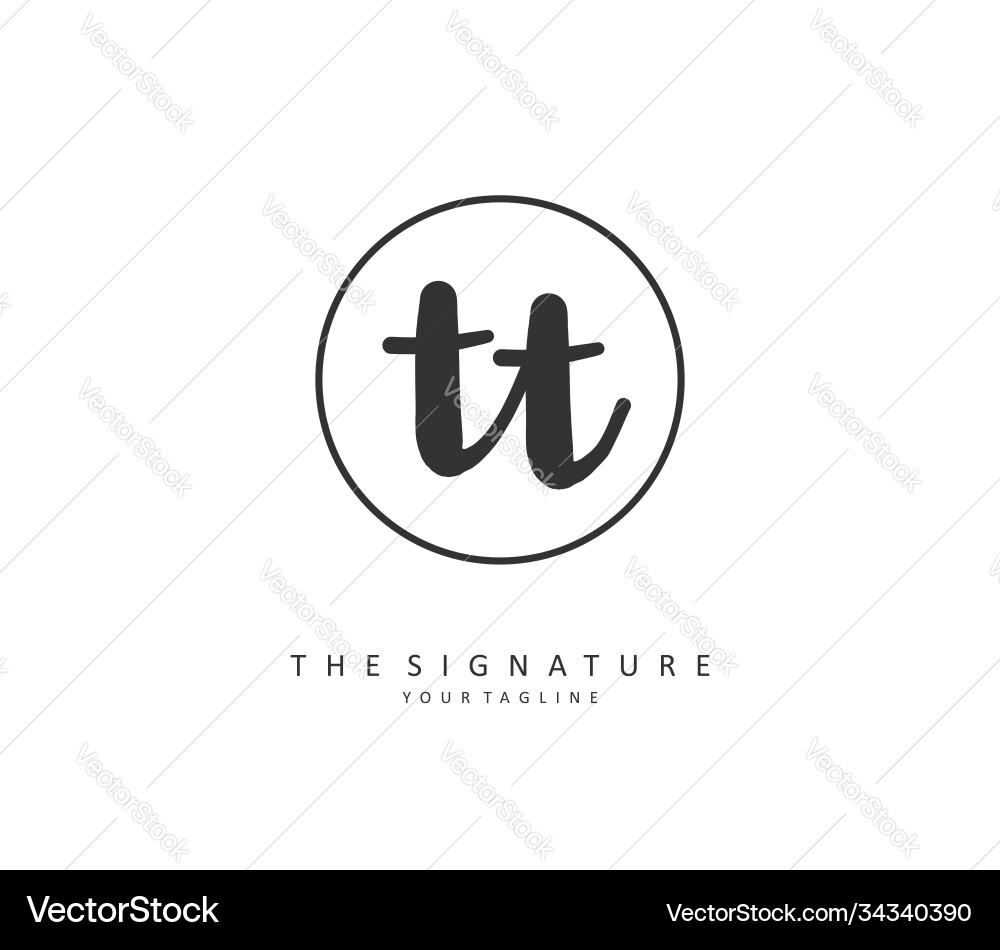 T tt initial letter handwriting and signature Vector Image
