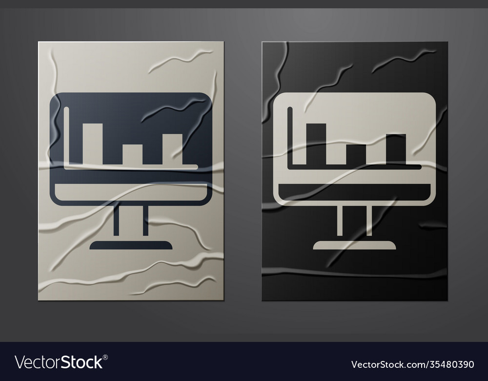 White computer monitor with graph chart icon Vector Image