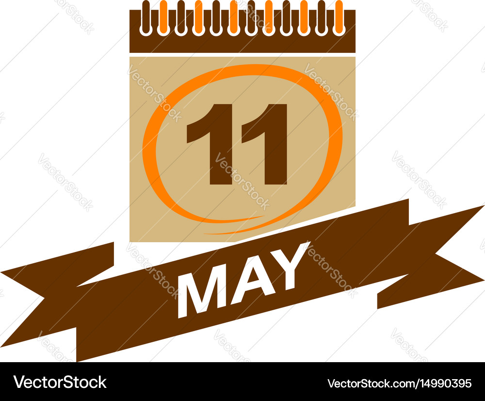 11 may calendar with ribbon Royalty Free Vector Image
