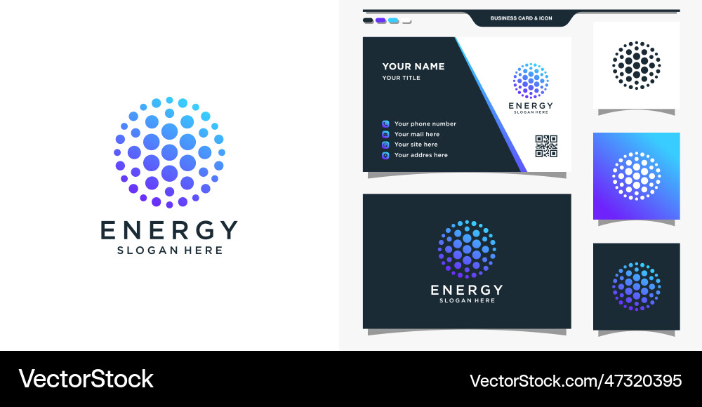 Abstract energy logo with dot icon sun solar Vector Image