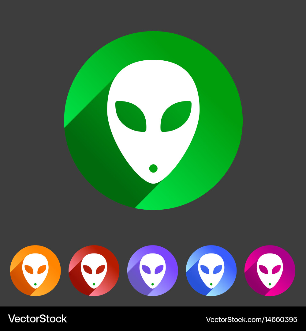 Alien icon icon flat web sign symbol logo label Vector Image