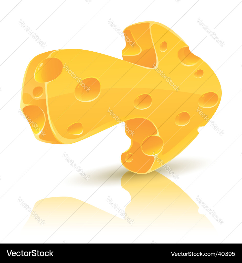 Arrow of yellow cheese Royalty Free Vector Image