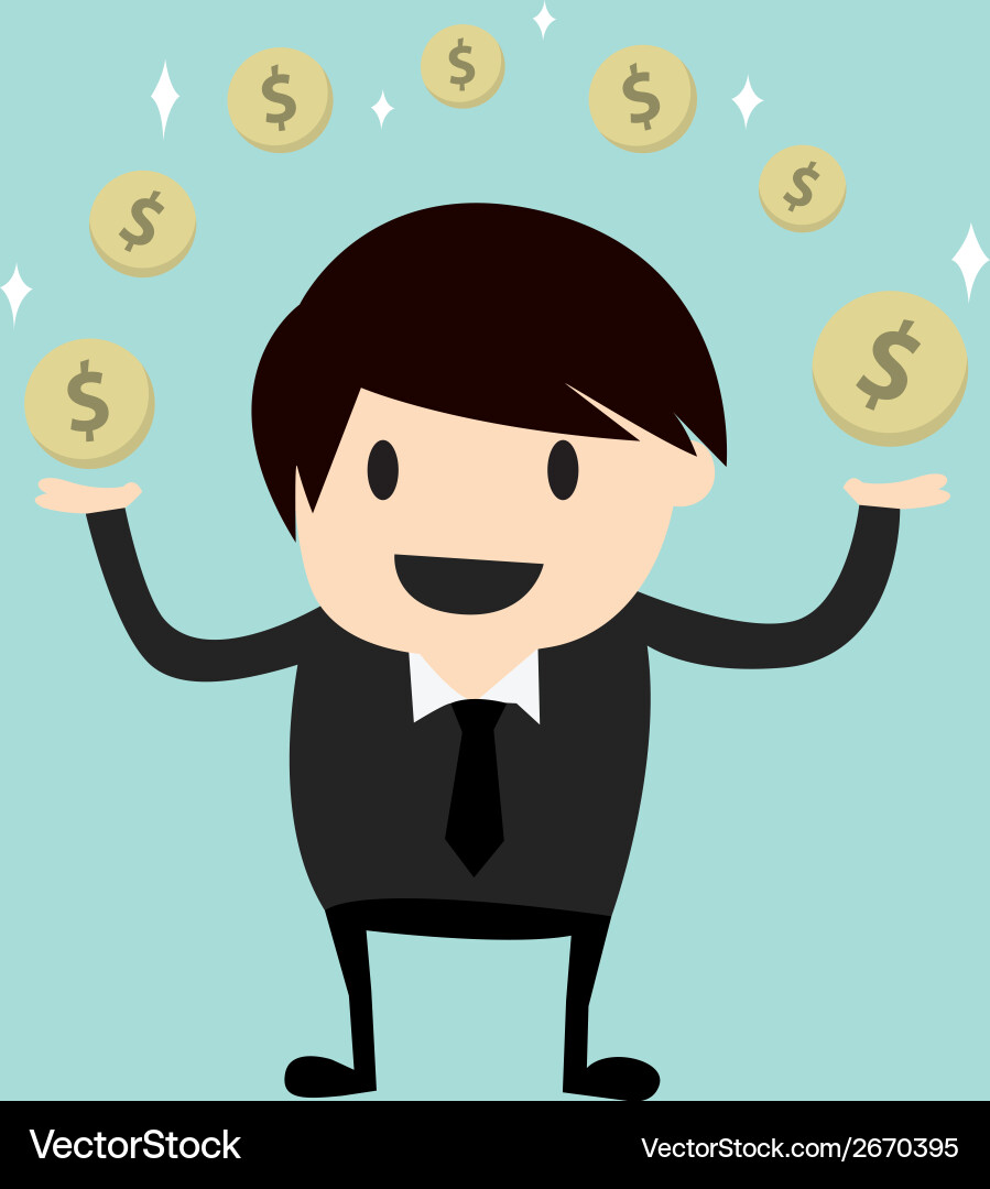 Business man making money Royalty Free Vector Image