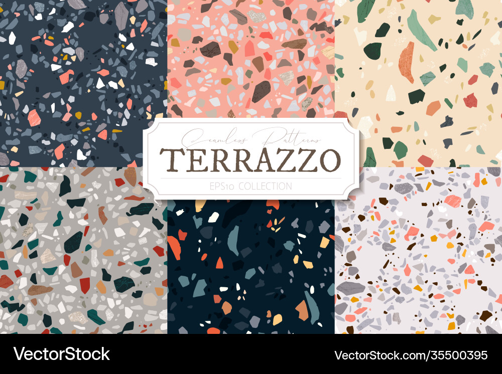 Collection terrazzo abstract backgrounds Vector Image