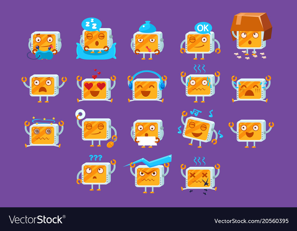 Computers cartoon characters with different Vector Image