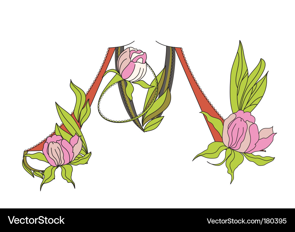 Floral font 2 letter m Royalty Free Vector Image