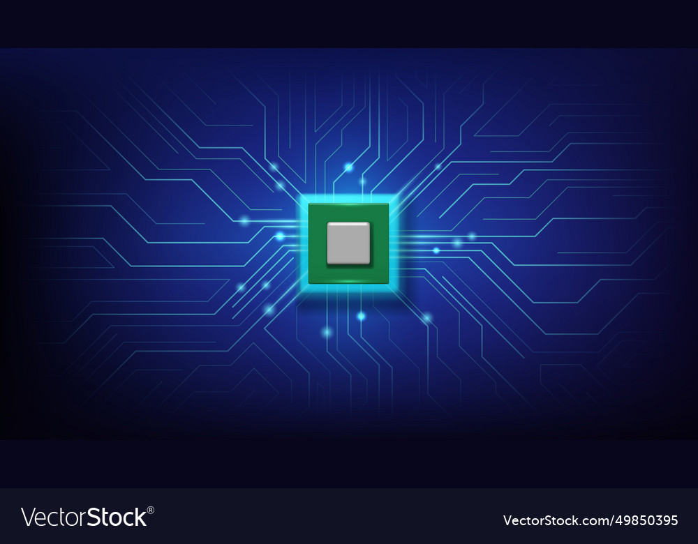 Futuristic micro chip or processor for memory Vector Image