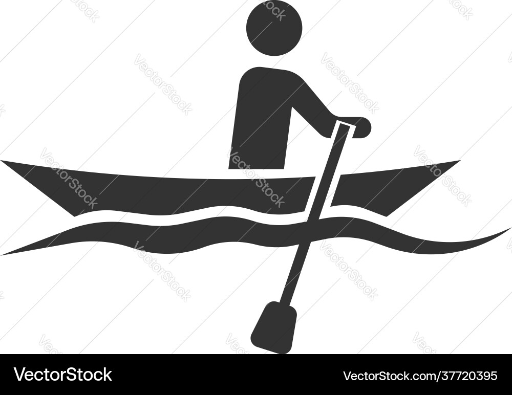 Icon a floating man in boat with oars Royalty Free Vector