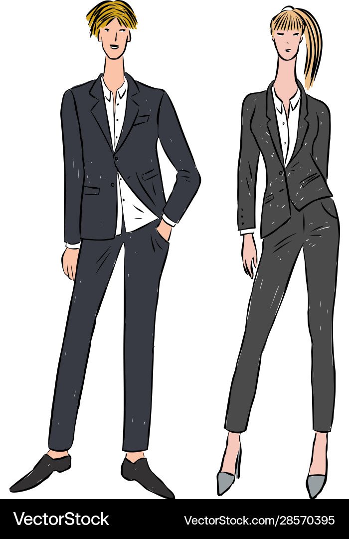 Image young men in business suits Royalty Free Vector Image