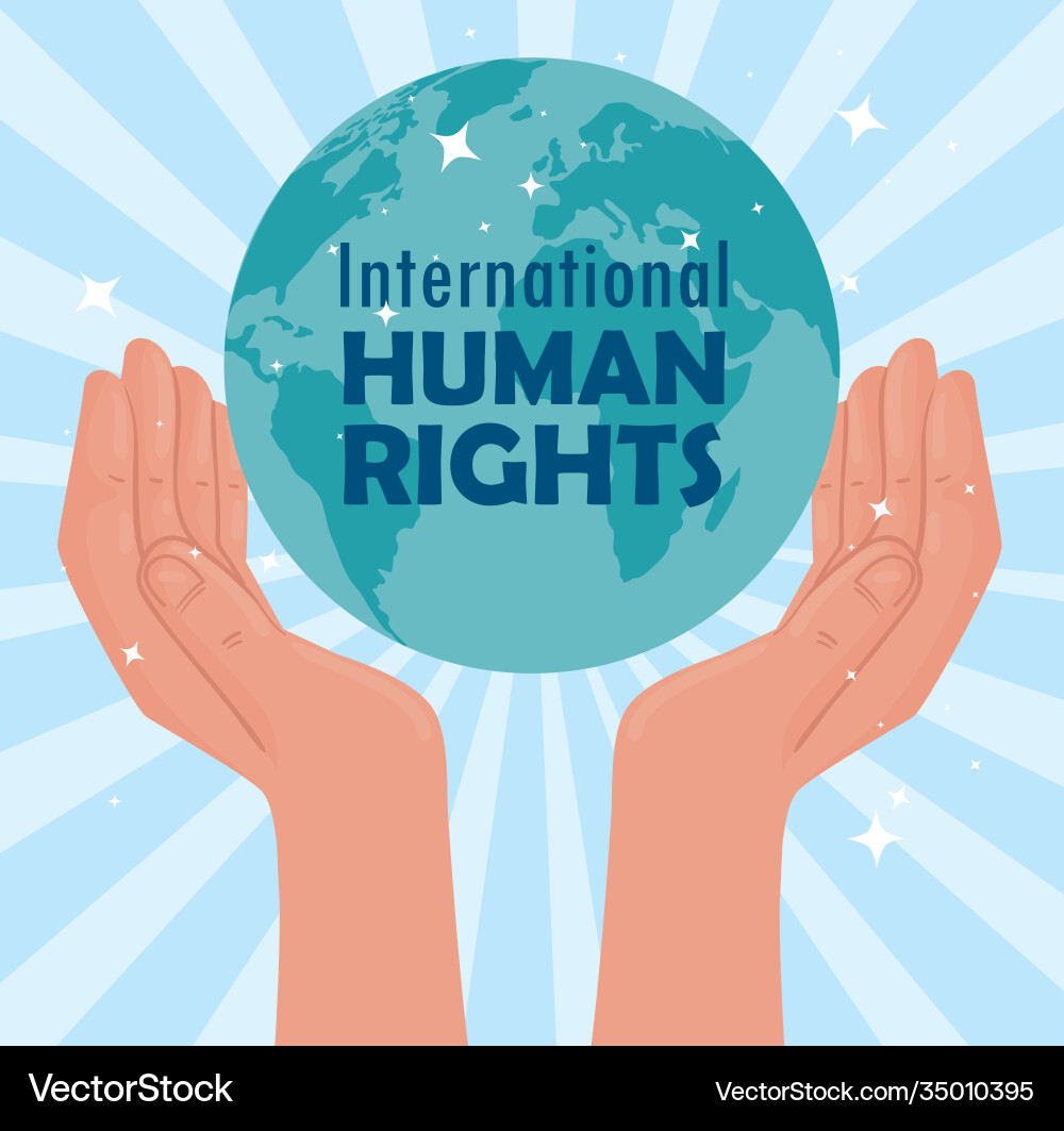 International human rights lettering poster Vector Image