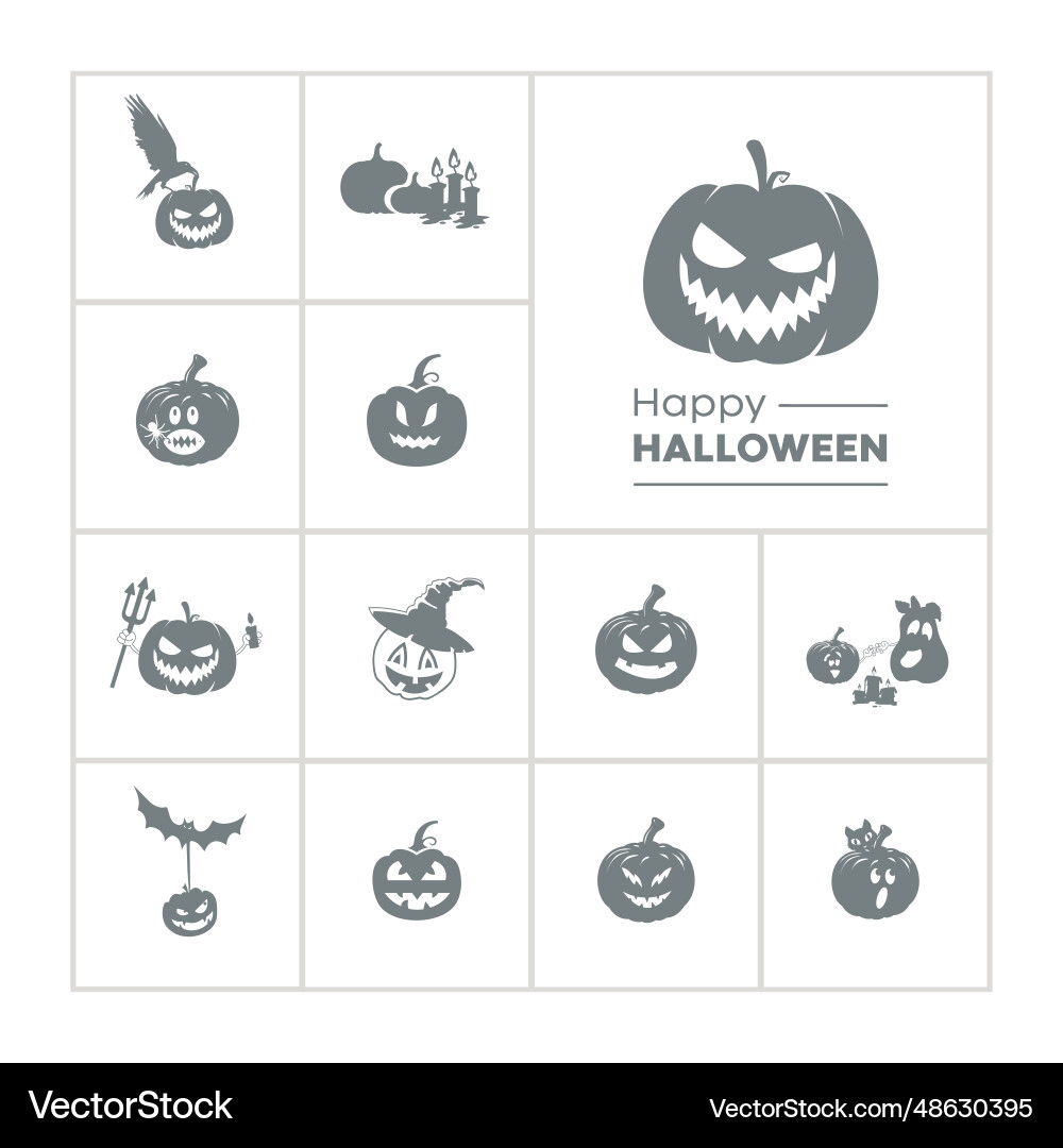 Jack lantern icon set halloween pumpkin Royalty Free Vector