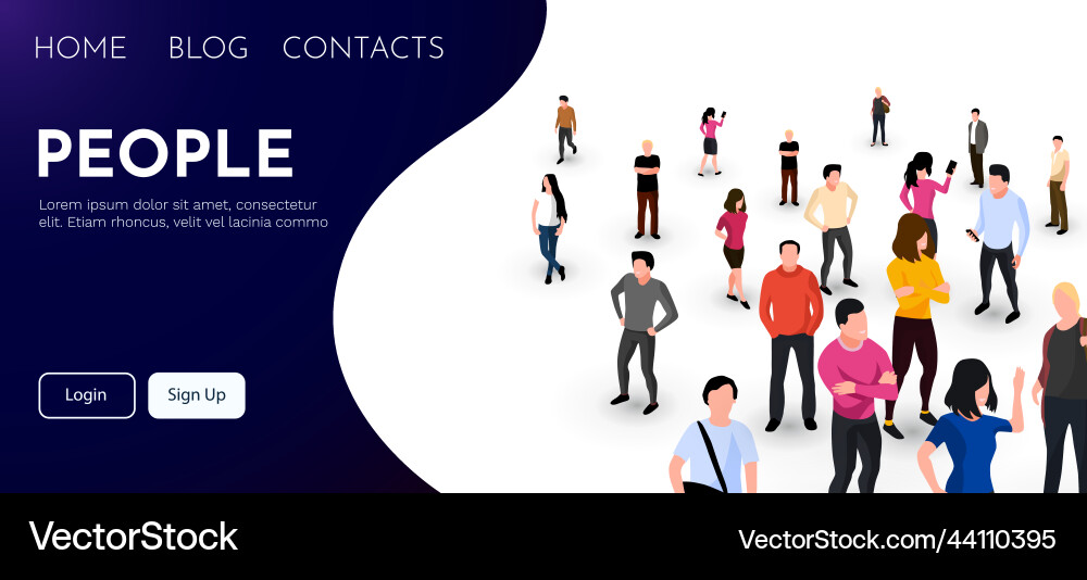 Large group of people on white background Vector Image