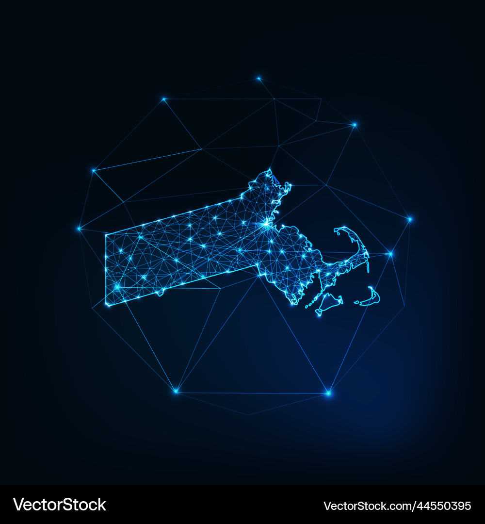 Massachusetts state usa map silhouette made Vector Image