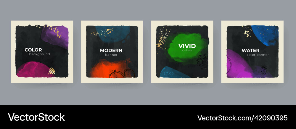 Set of abstract hand painted Royalty Free Vector Image