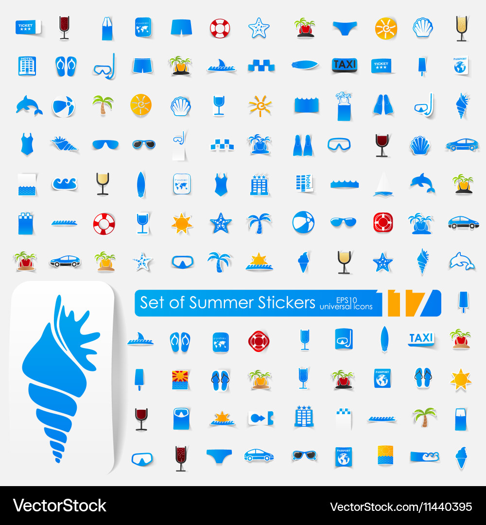 Set of summer stickers Royalty Free Vector Image