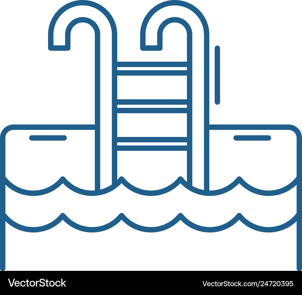 Sports pool line icon concept flat Royalty Free Vector Image