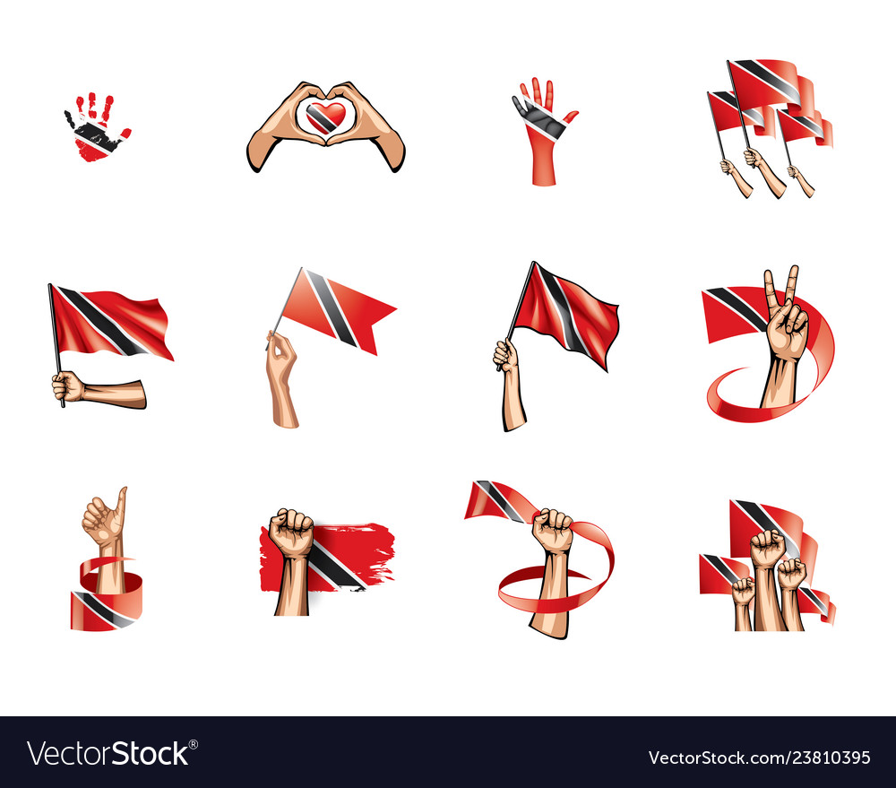 Trinidad And Tobago Flag And Hand On White Vector Image