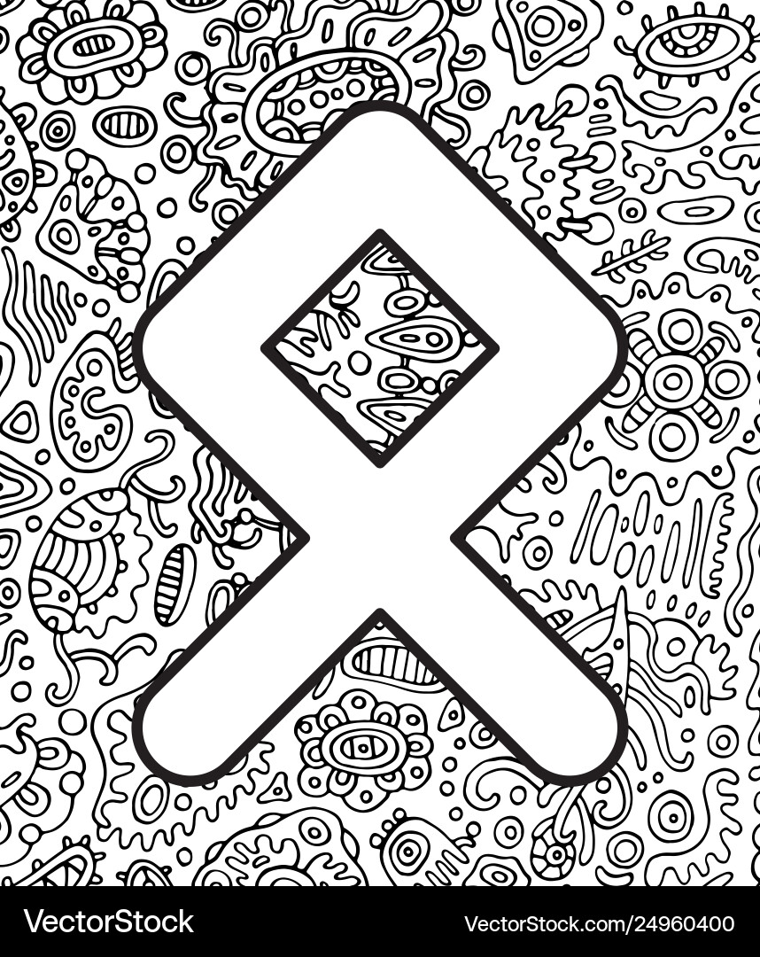 Ancient scandinavian rune othala with doodle Vector Image