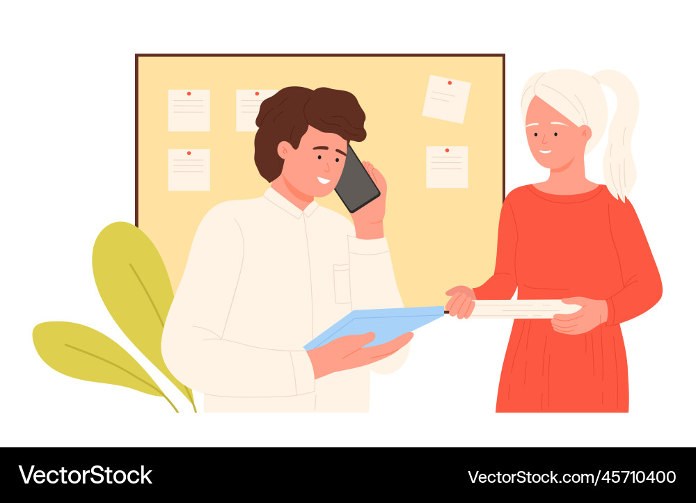 Business communication in office boss talking Vector Image