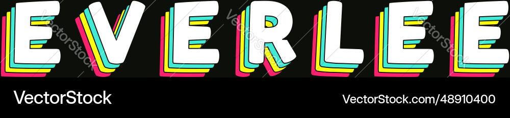 Everlee - retro rainbow typography faded style Vector Image