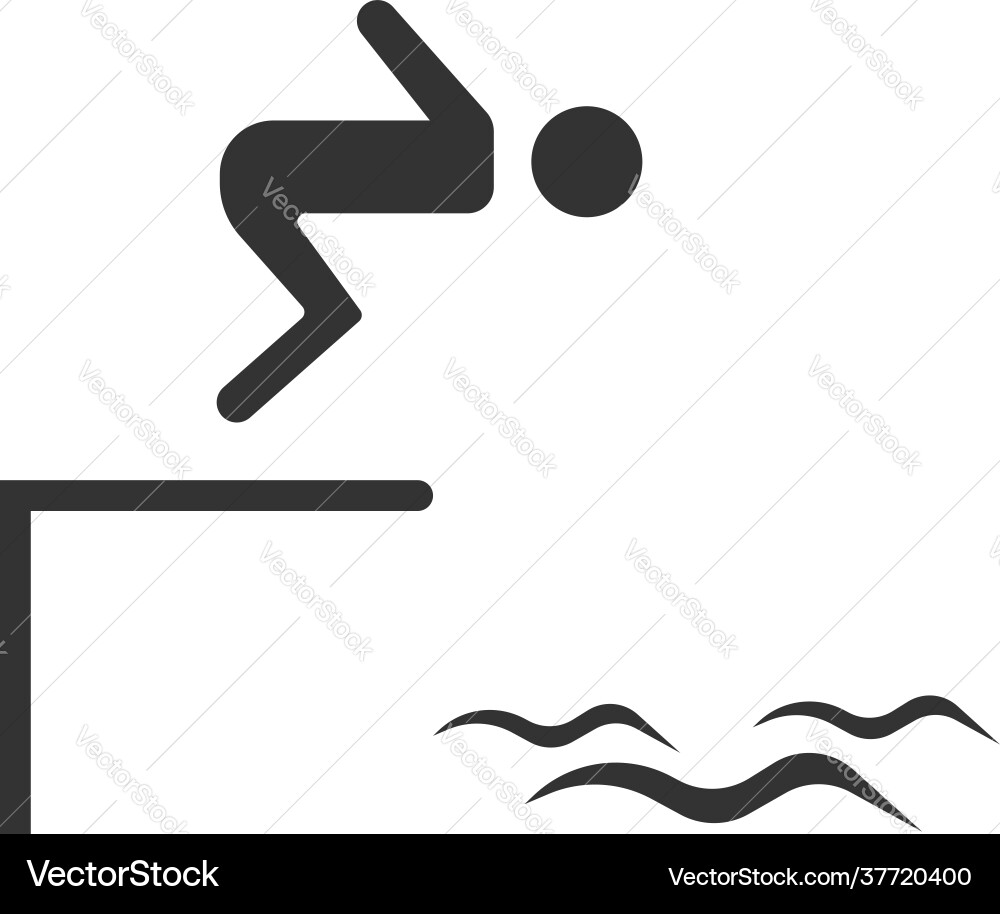 Icon a man jumping from a height into water Vector Image