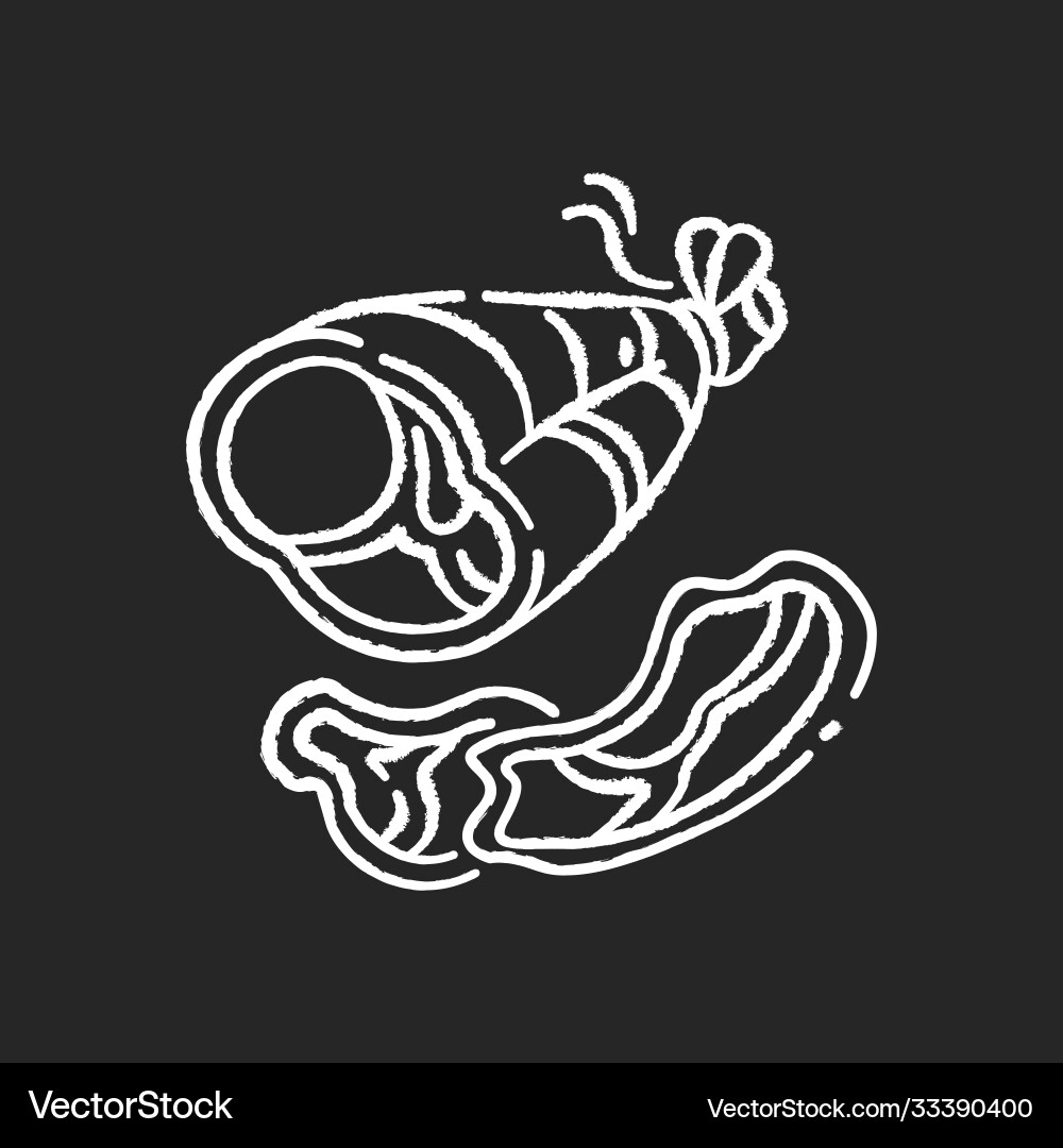 Parma ham chalk white icon on black background Vector Image
