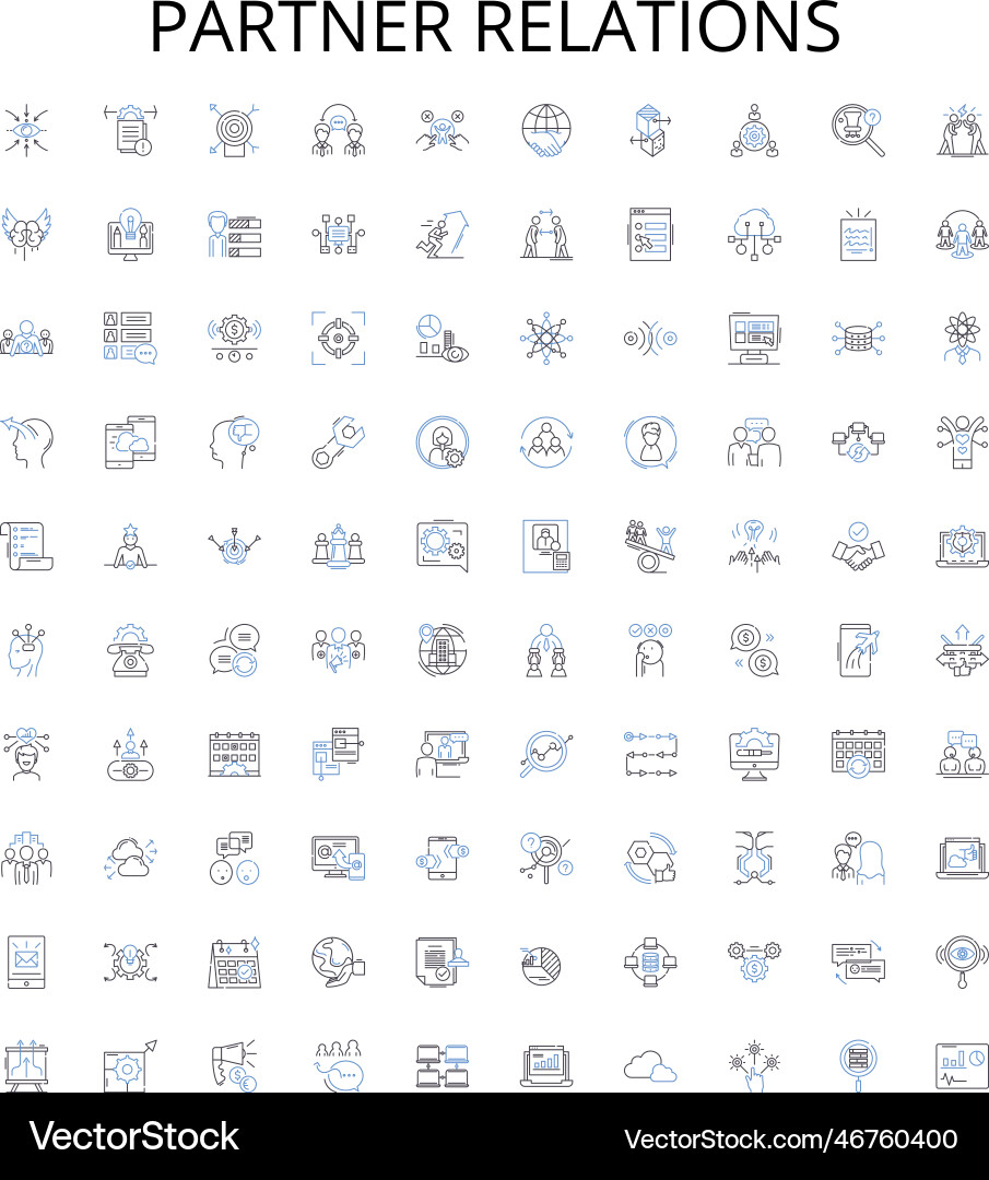 Partner relations outline icons collection Vector Image