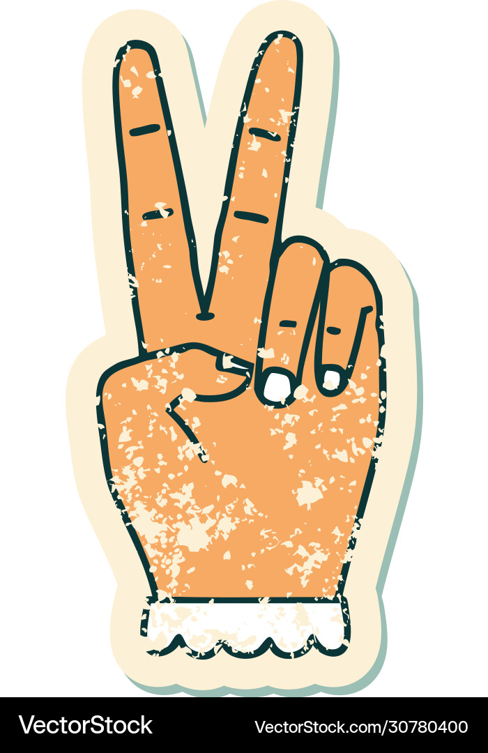 Peace symbol two finger hand gesture grunge Vector Image