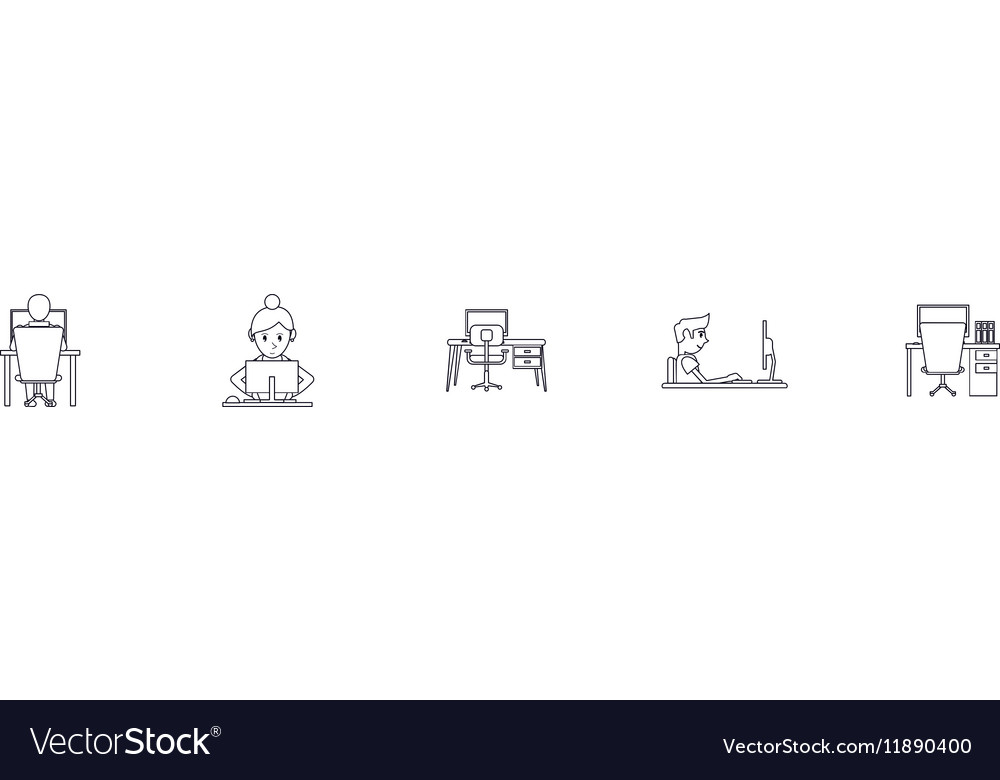 Pictograph girl using computer working Royalty Free Vector