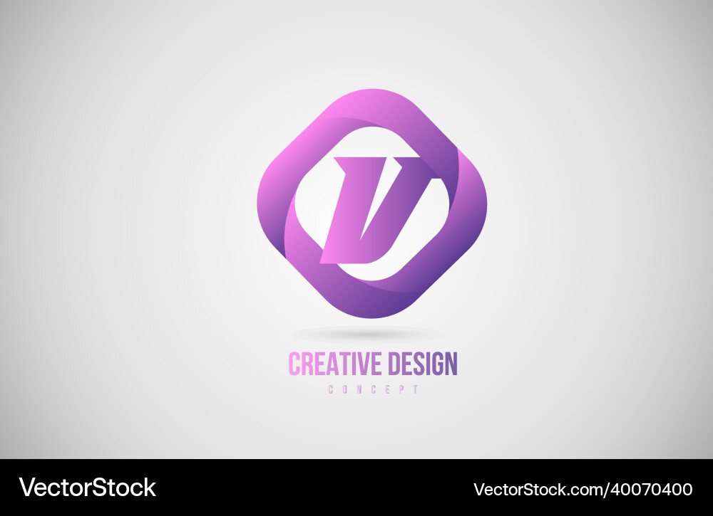 Pink v alphabet letter logo creative design Vector Image
