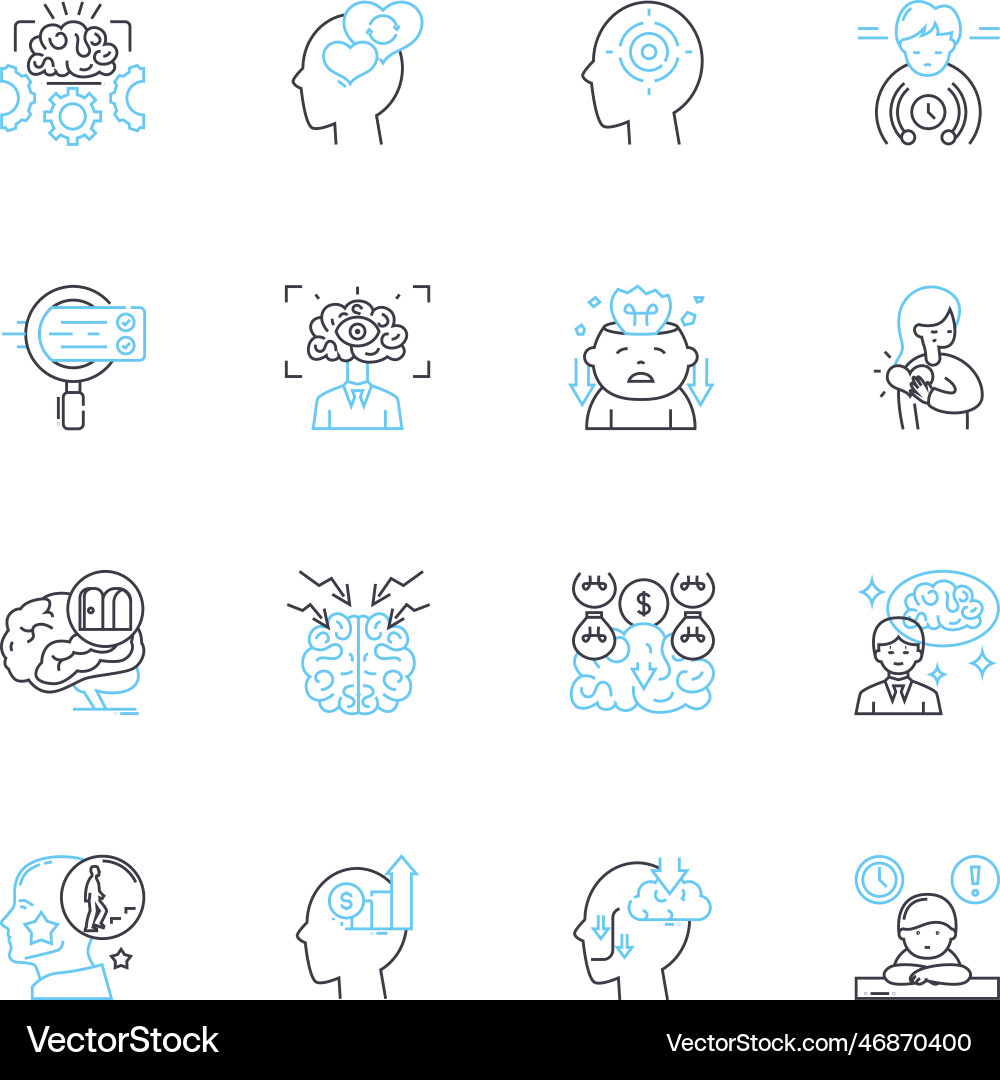 Psychiatric treatment linear icons set therapy Vector Image