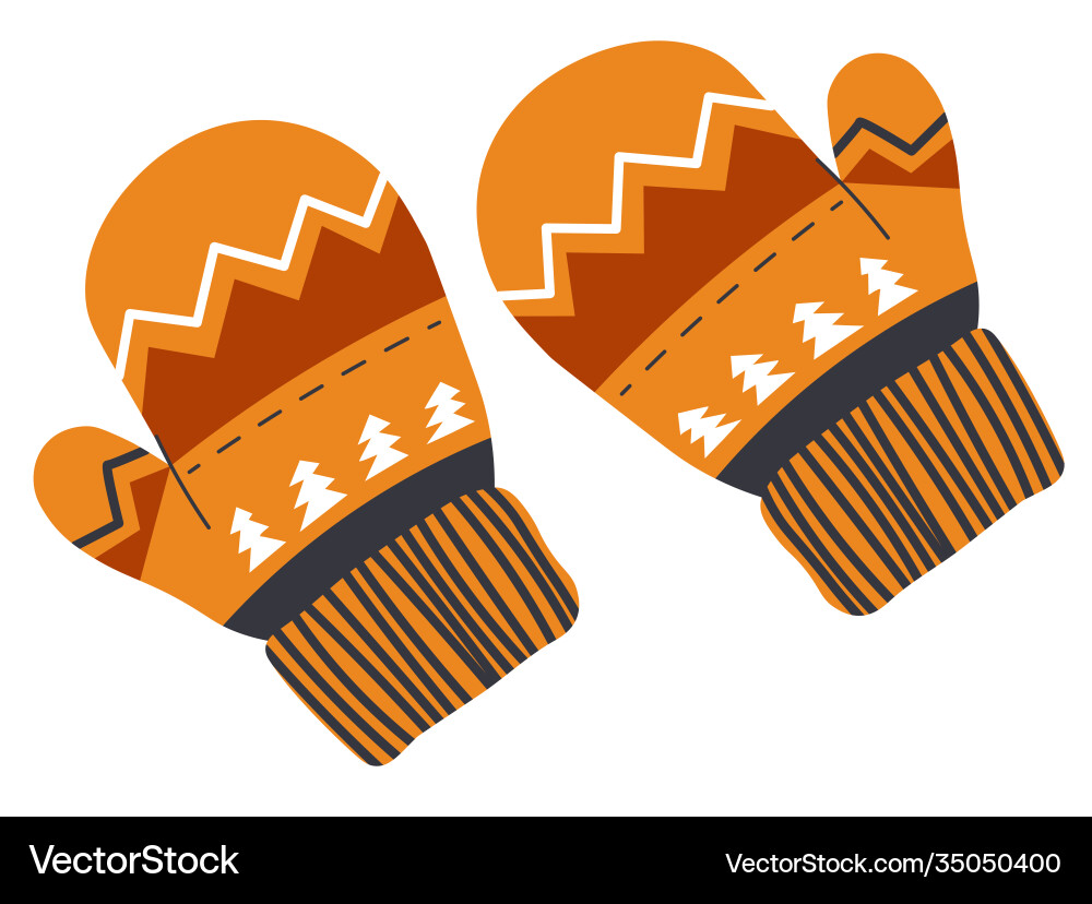 Winter mittens with geometric ornaments Royalty Free Vector