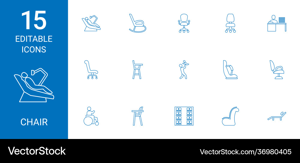 15 chair icons Royalty Free Vector Image - VectorStock
