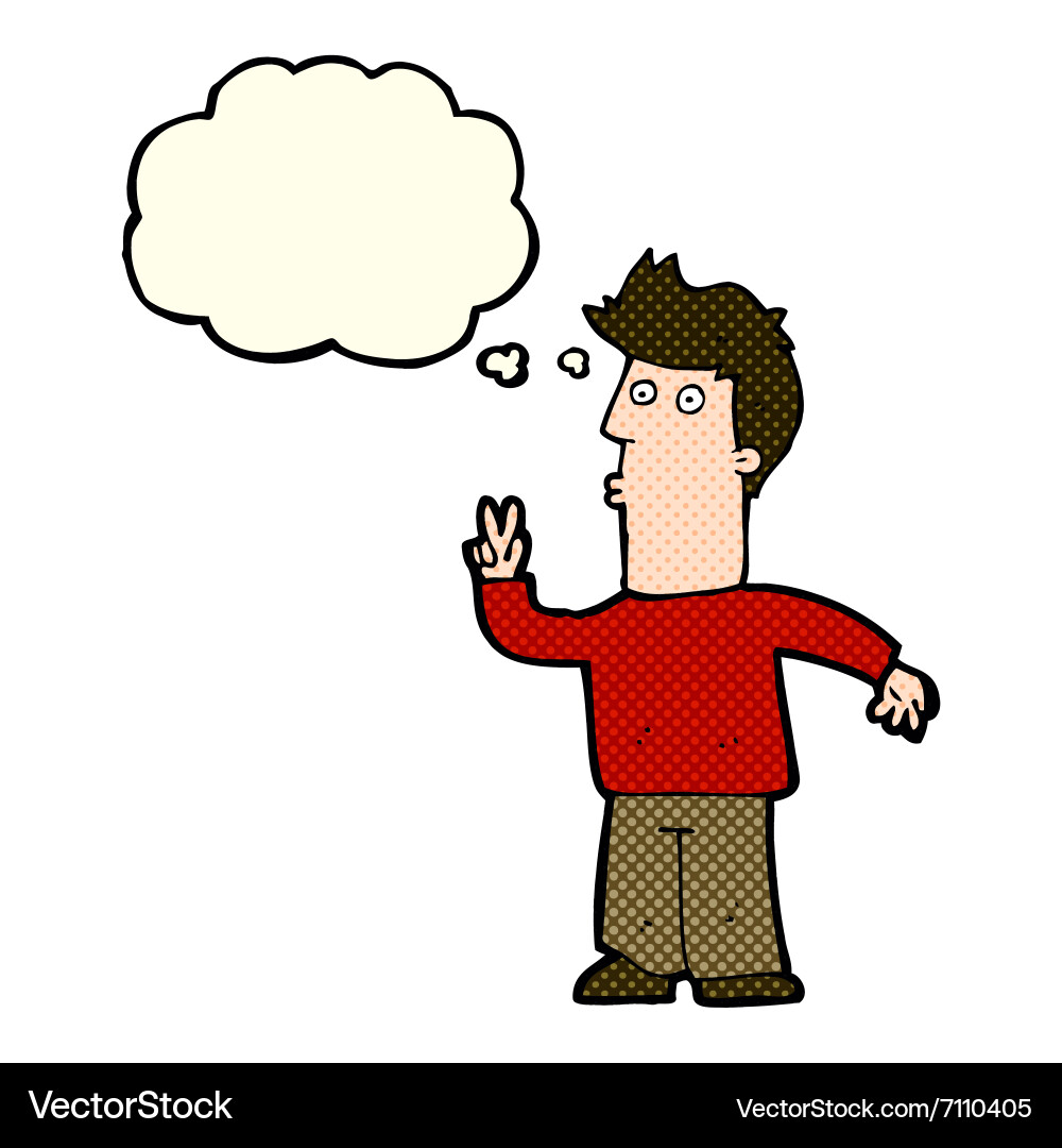 Cartoon man signaling with hand thought Royalty Free Vector