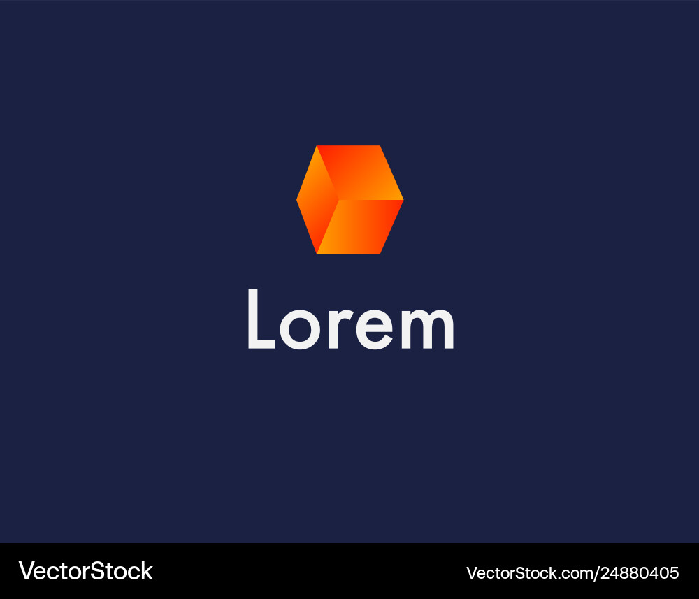 Creative geometric 3d orange cube logo for company