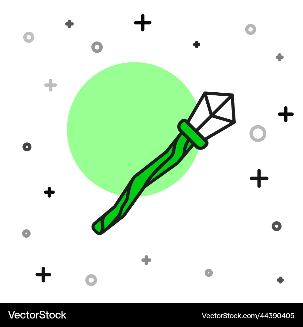Filled outline magic staff icon isolated on white Vector Image