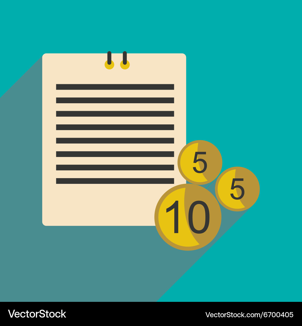 Flat with shadow icon contract and coins Vector Image