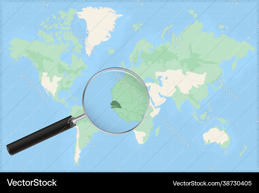Map world with a magnifying glass on a Royalty Free Vector