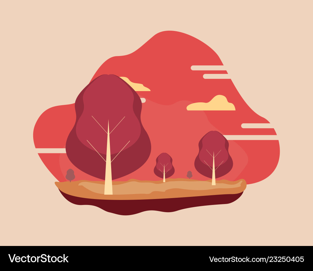 Natural trees sky nature landscape Royalty Free Vector Image
