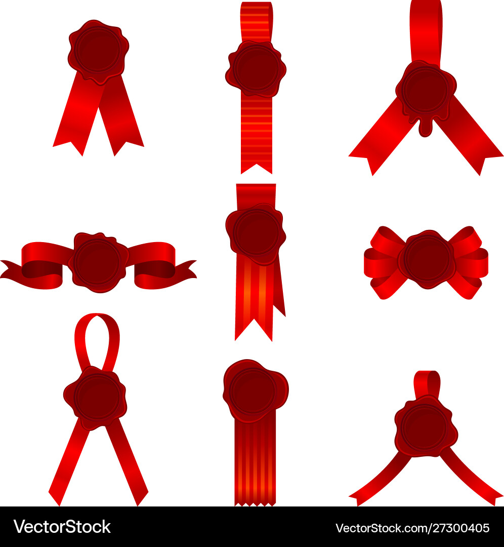 Set of nine red bows Royalty Free Vector Image