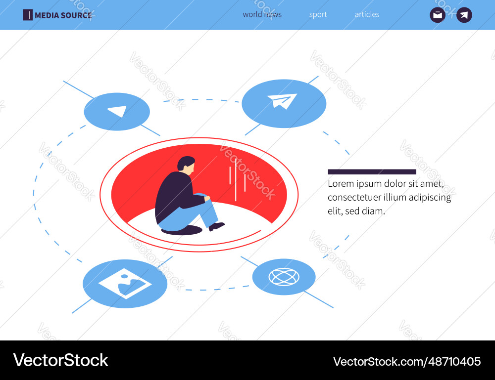 Social media isolation - colorful flat design Vector Image