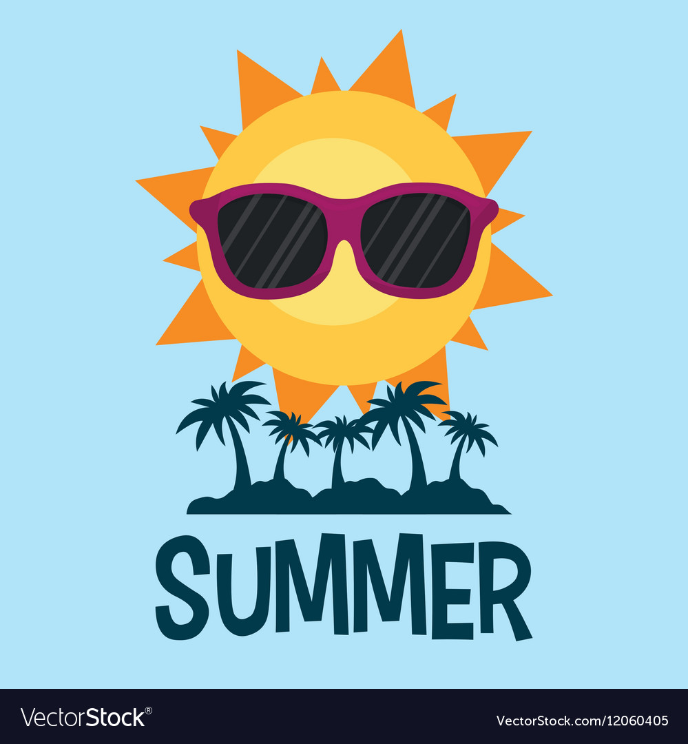 Summer poster palms sun glasses Royalty Free Vector Image
