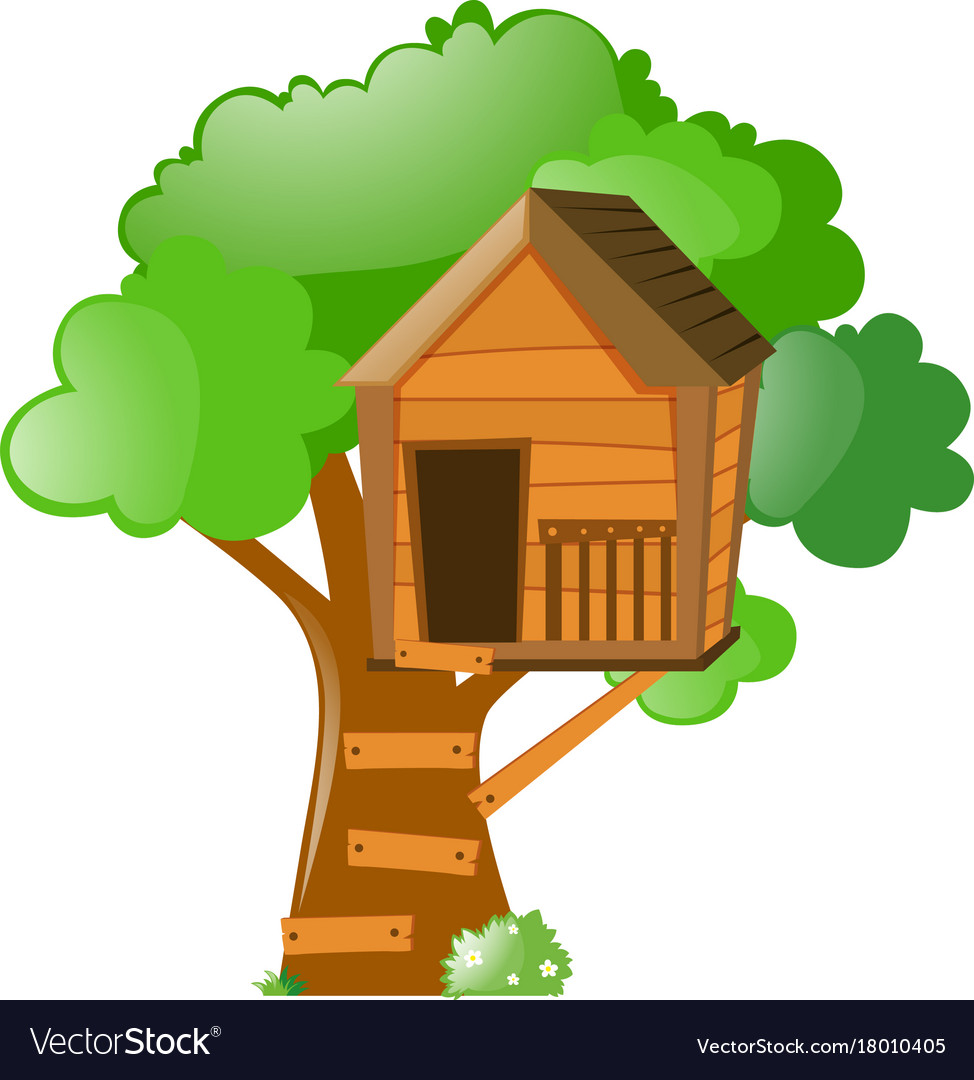 Tree with treehouse Royalty Free Vector Image - VectorStock
