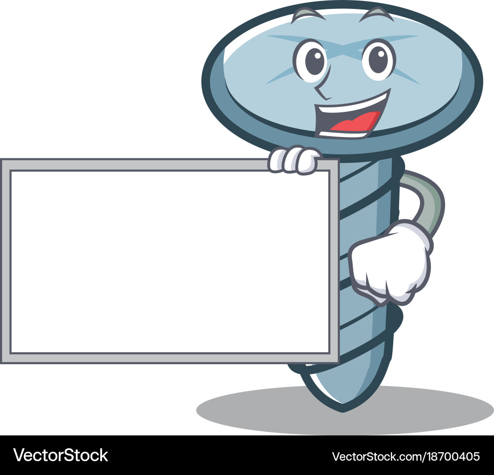 With board screw character cartoon style Vector Image