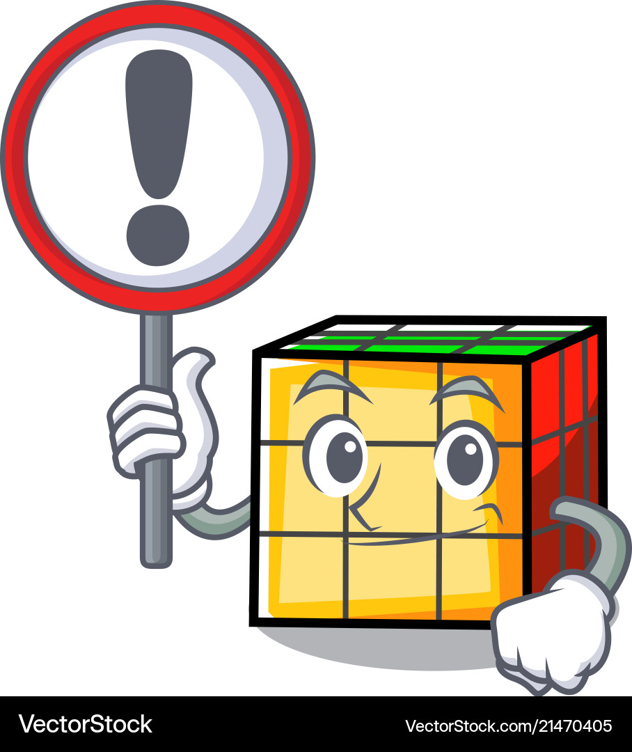 With sign rubik cube character cartoon Royalty Free Vector