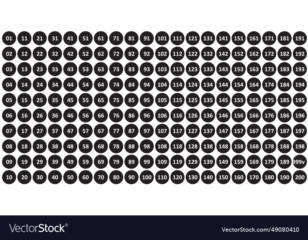 1 to 100 circle labels Royalty Free Vector Image