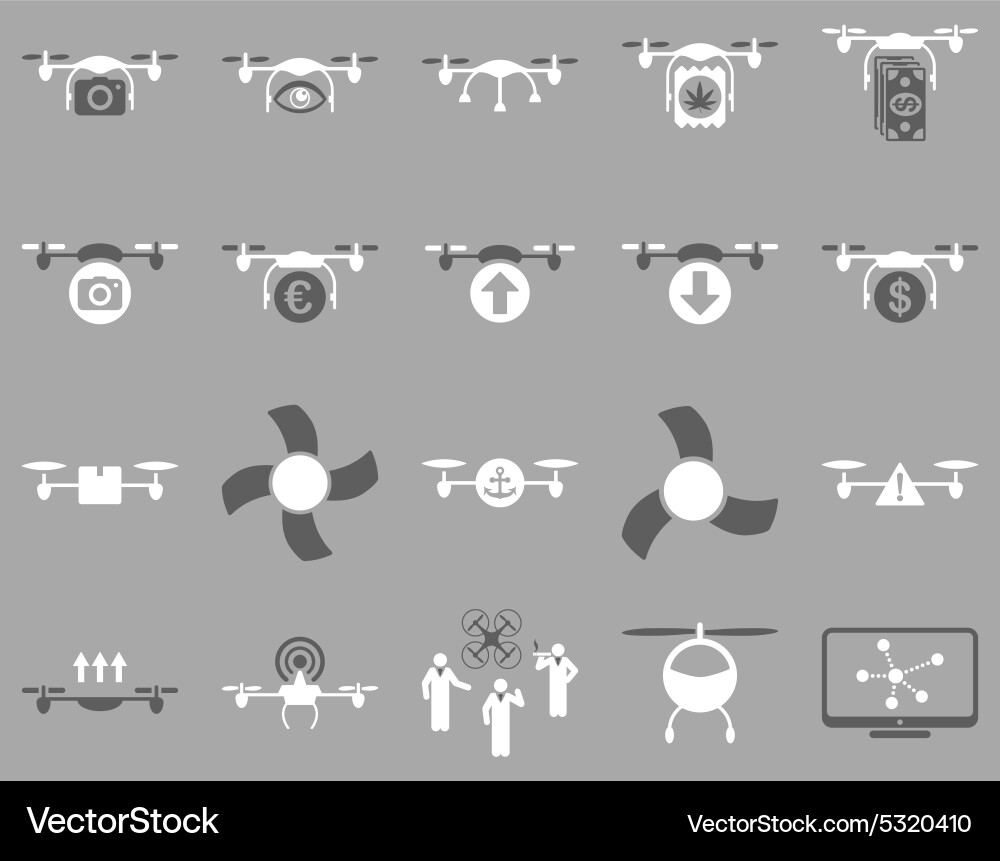 Air drone and quadcopter tool icons Royalty Free Vector