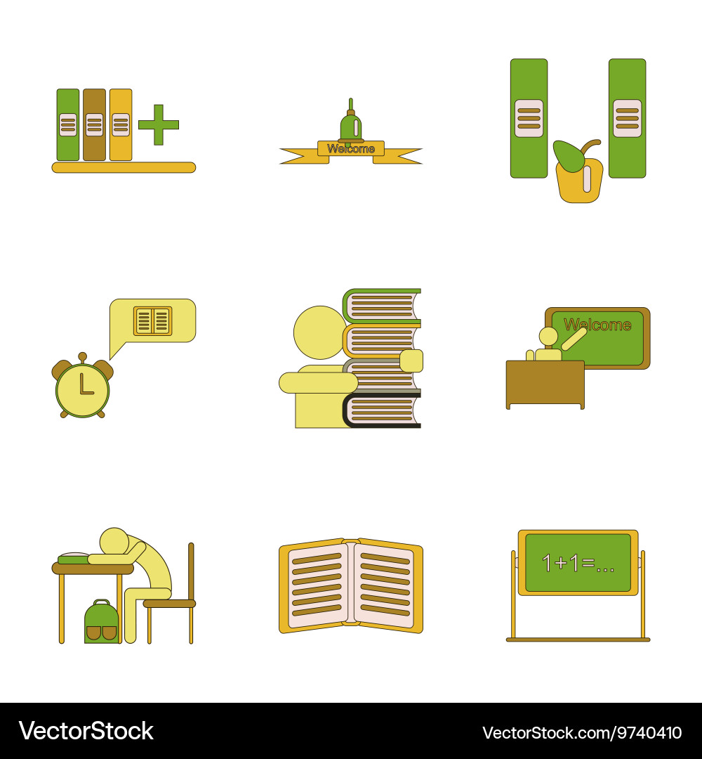 Assembly flat icons school supplies Royalty Free Vector